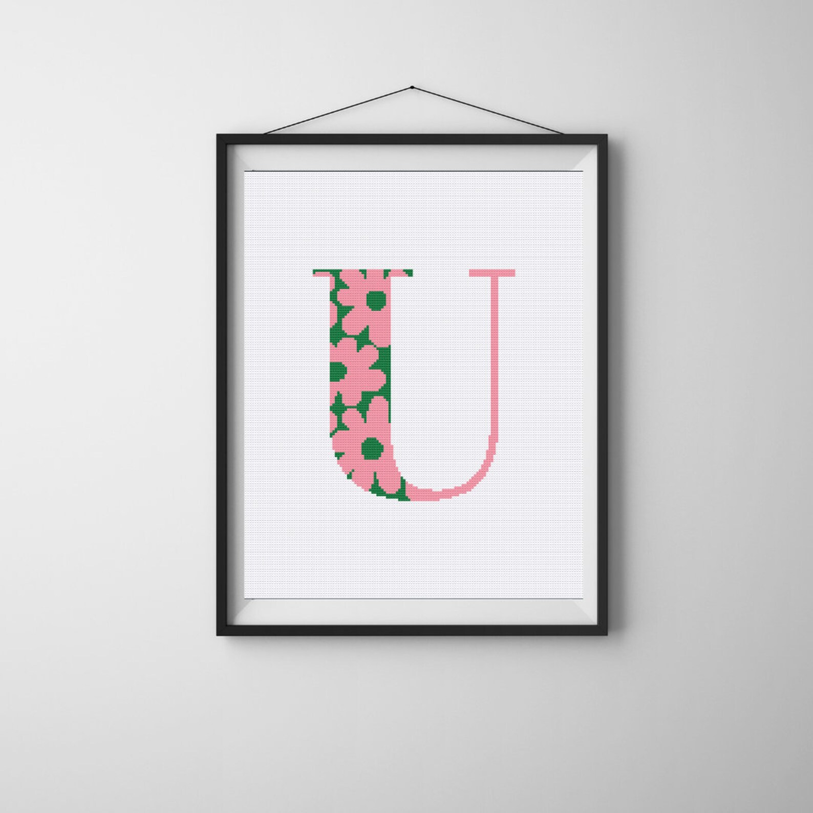 Letter U, Cross Stitch Alphabet Pattern, Floral Monogram, Counted Cross ...
