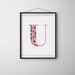 Letter U, Cross Stitch Alphabet Pattern, Floral Monogram, Counted Cross ...