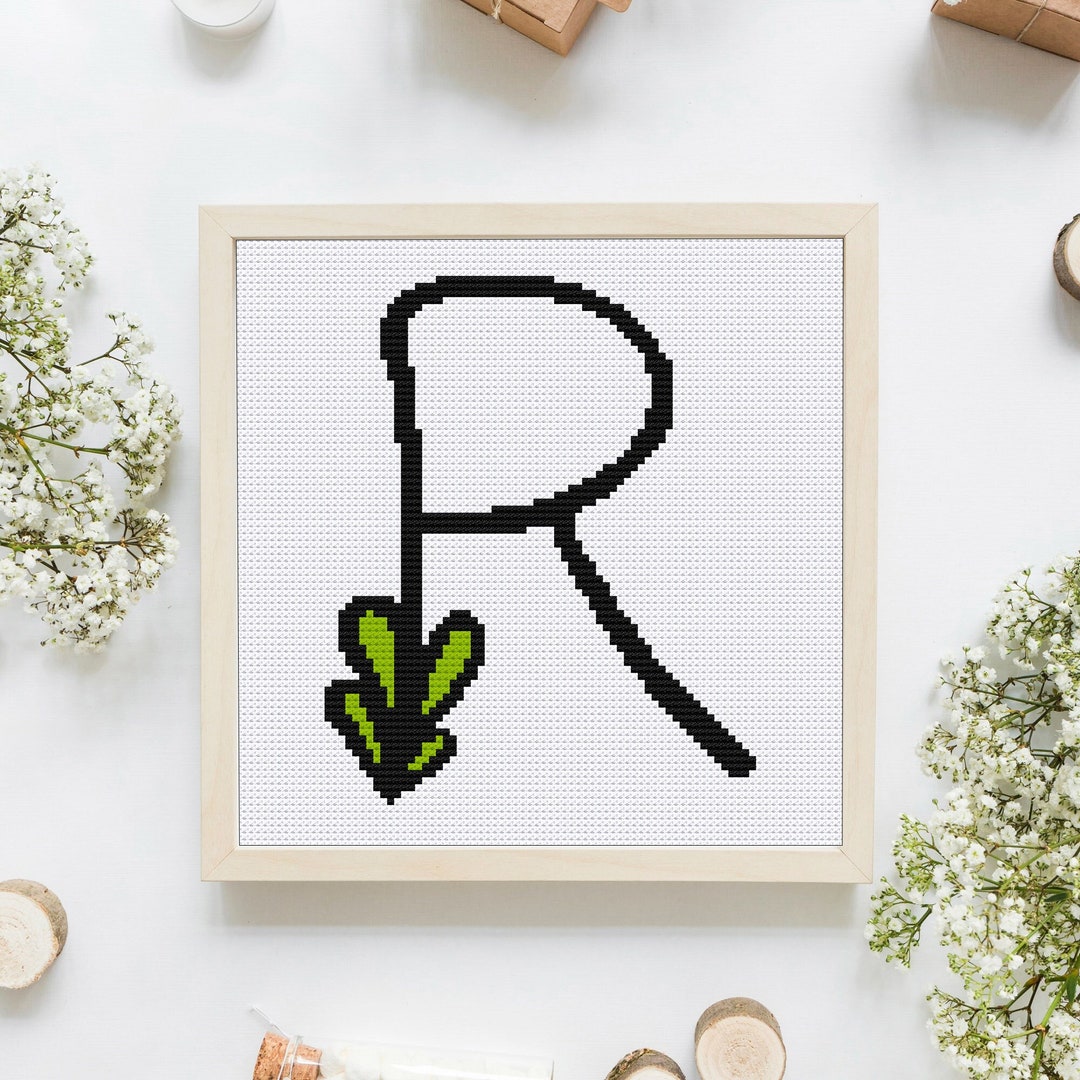 Floral Letter R, Cross Stitch R Pattern, Monogram R Cross Stitch ...