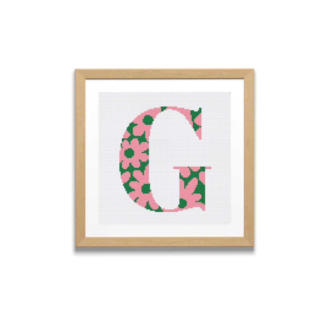 Letter G, Cross Stitch Alphabet Pattern, Floral Monogram, Counted Cross ...