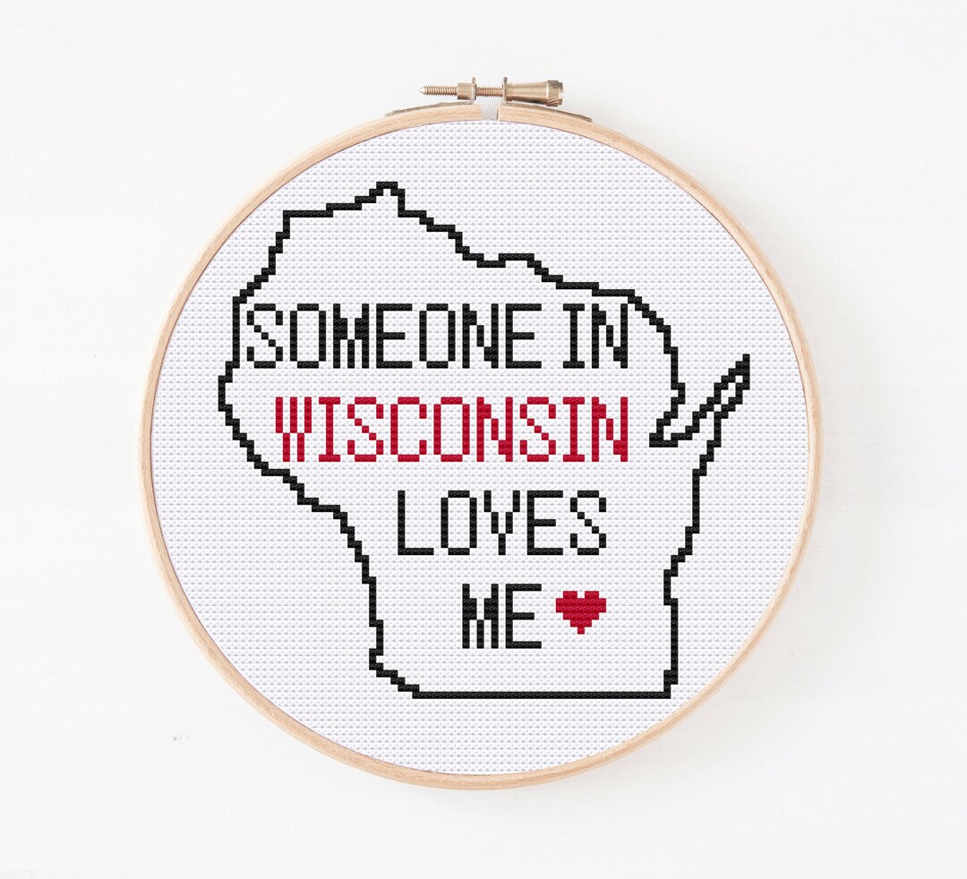 Wisconsin State Map, Modern Cross Stitch Pattern, Someone in Wisconsin ...