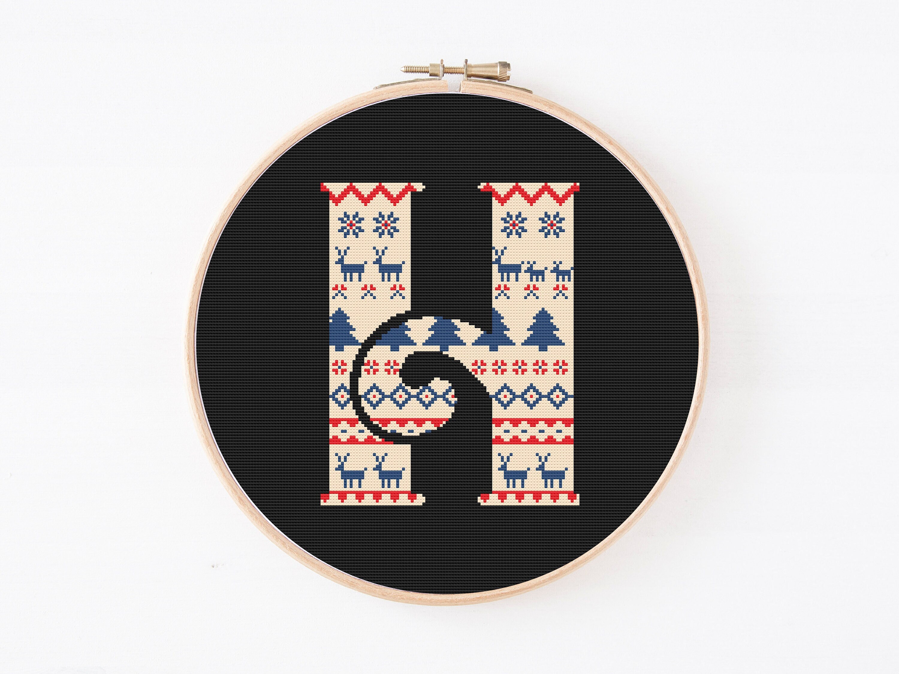 Letter H Christmas Cross Stitch Pattern, Custom Alphabet Letter ...