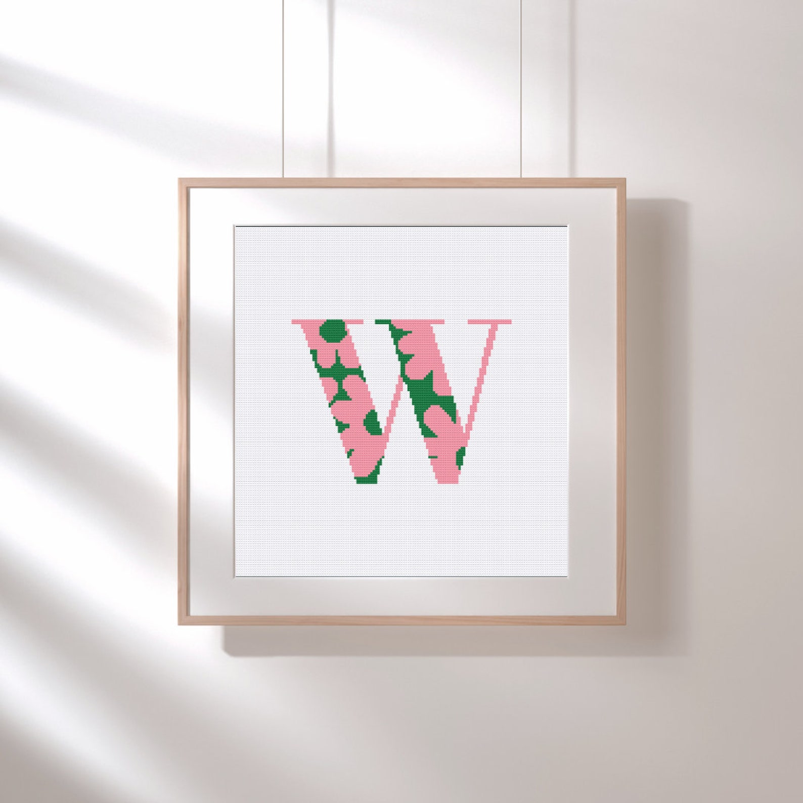 Letter W, Cross Stitch Alphabet Pattern, Floral Monogram, Counted Cross ...