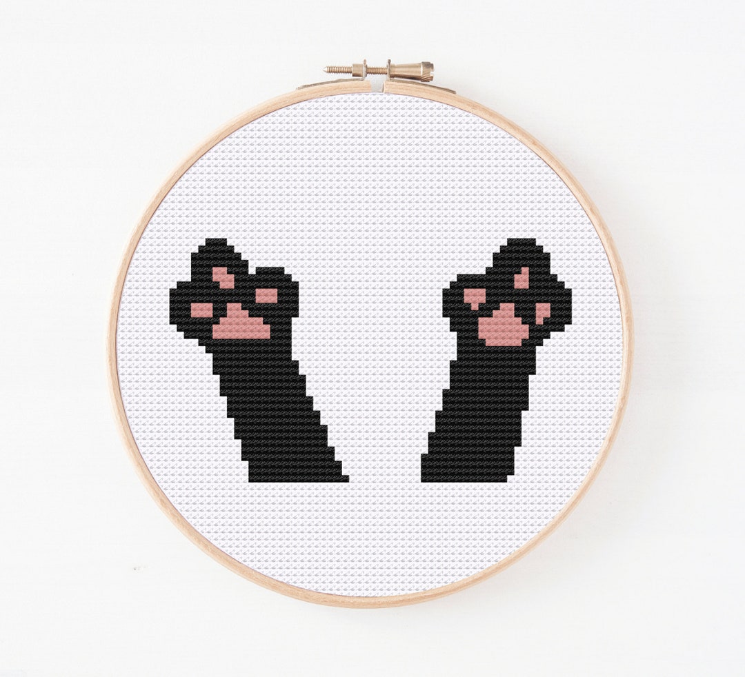 Cat Paw Cross Stitch Pattern, Cute Paw Pattern, Mini Cat Paw Embroidery ...