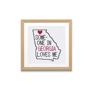 Georgia State Map Cross Stitch Pattern, Someone in Georgia Loves Me ...