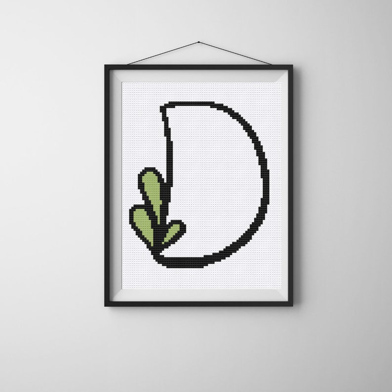 Floral Letter D, Cross Stitch D Pattern, Monogram D Cross Stitch ...
