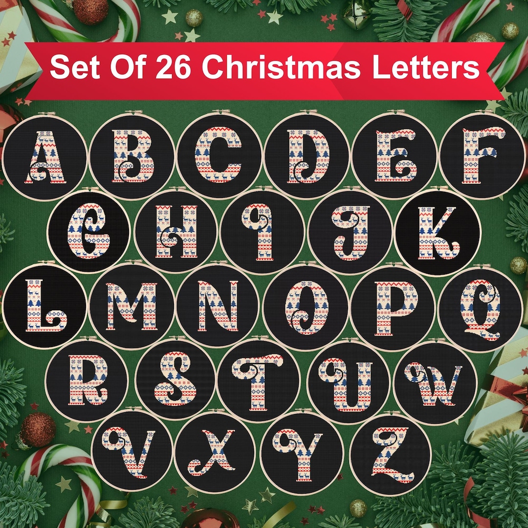 Christmas Alphabet Cross Stitch Pattern, Christmas Letters Pattern ...