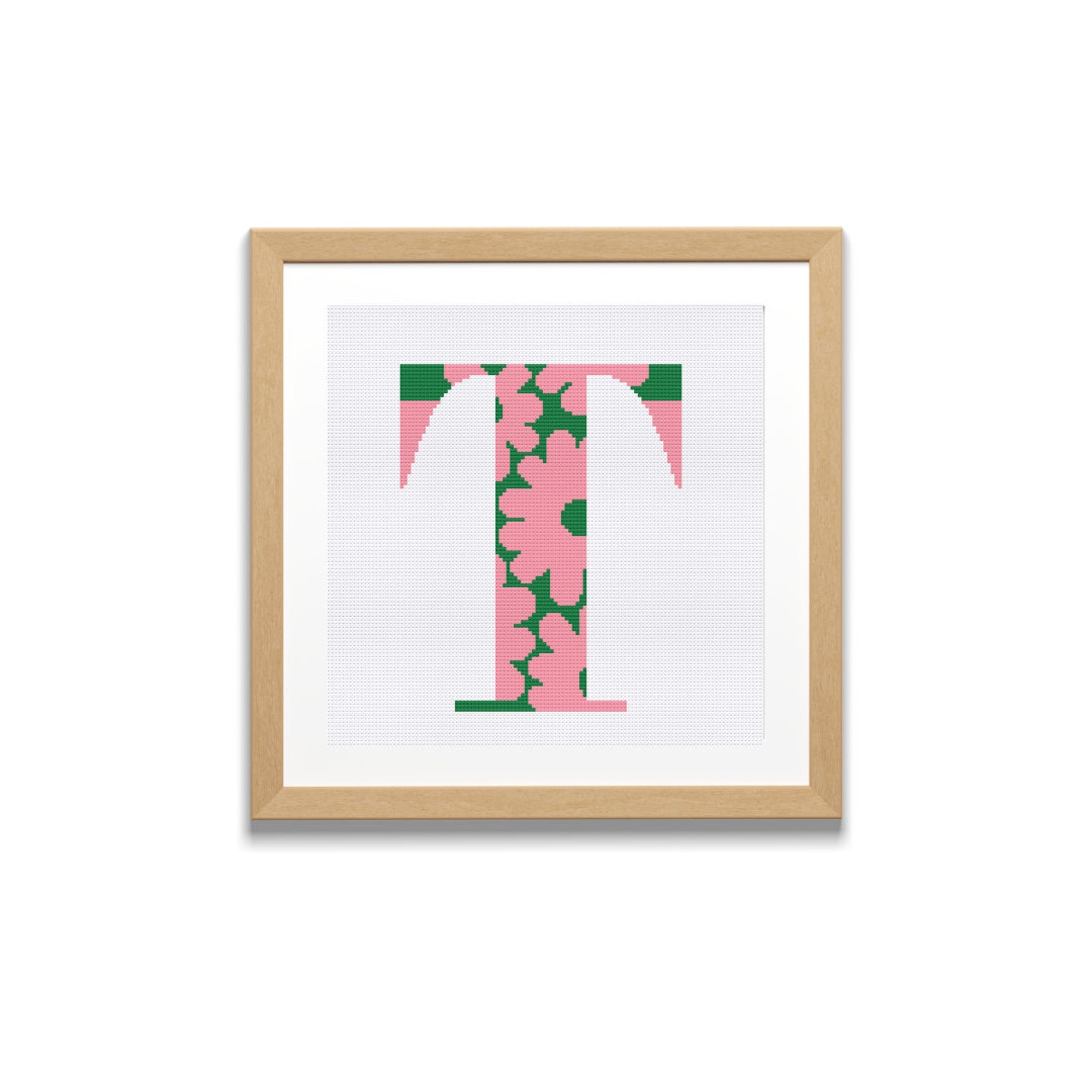 Letter T, Cross Stitch Alphabet Pattern, Floral Monogram, Counted Cross ...