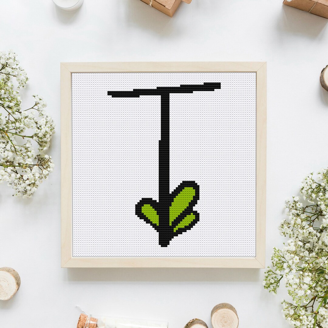 Floral Letter T, Cross Stitch T Pattern, Monogram T Cross Stitch ...
