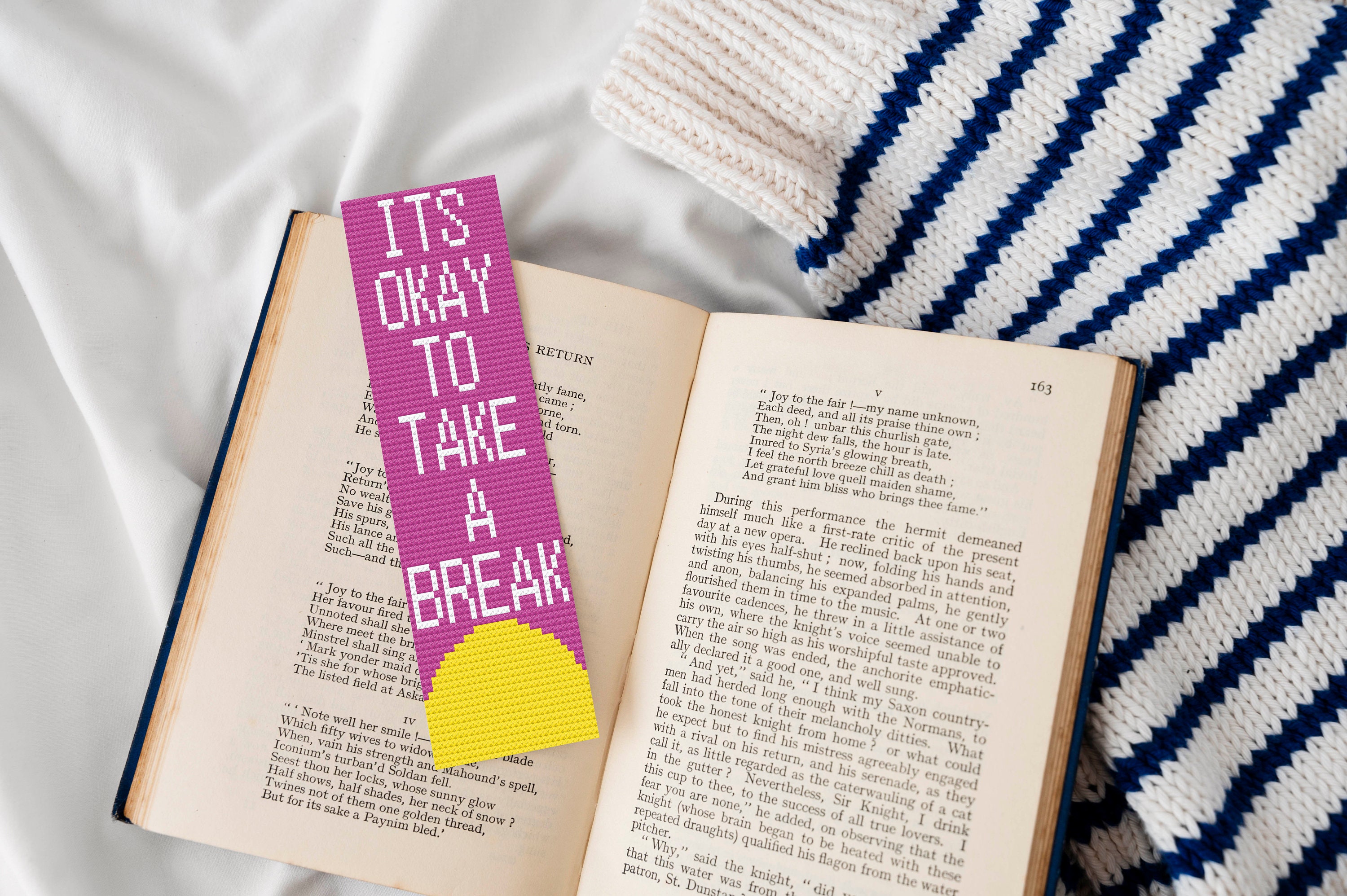 Funny Bookmark Cross Stitch Pattern, It's Okey to Take A Break Cross ...