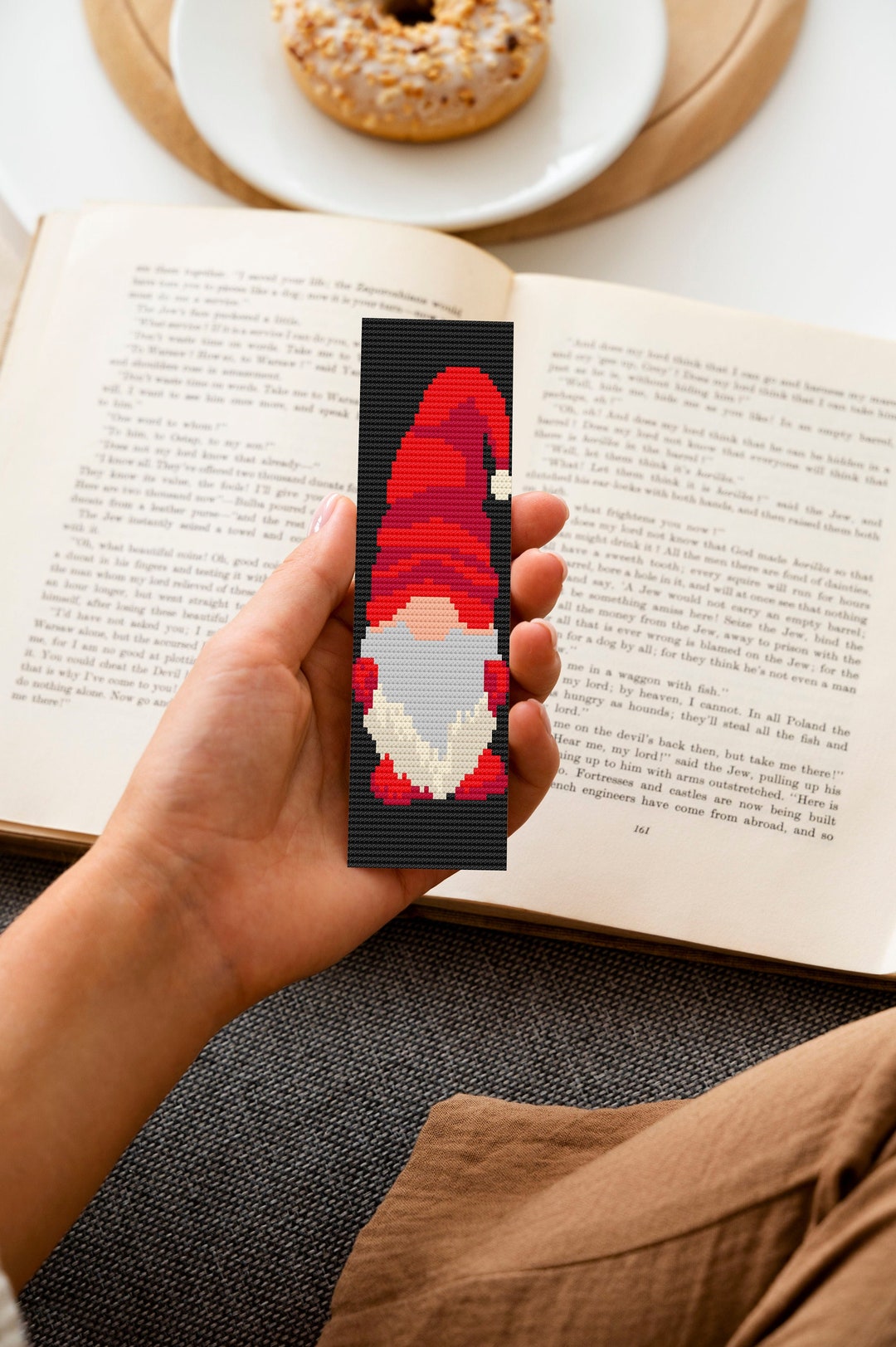 Gnome Bookmark Cross Stitch Pattern, Funny Gnome Cross Stitch, Cozy ...