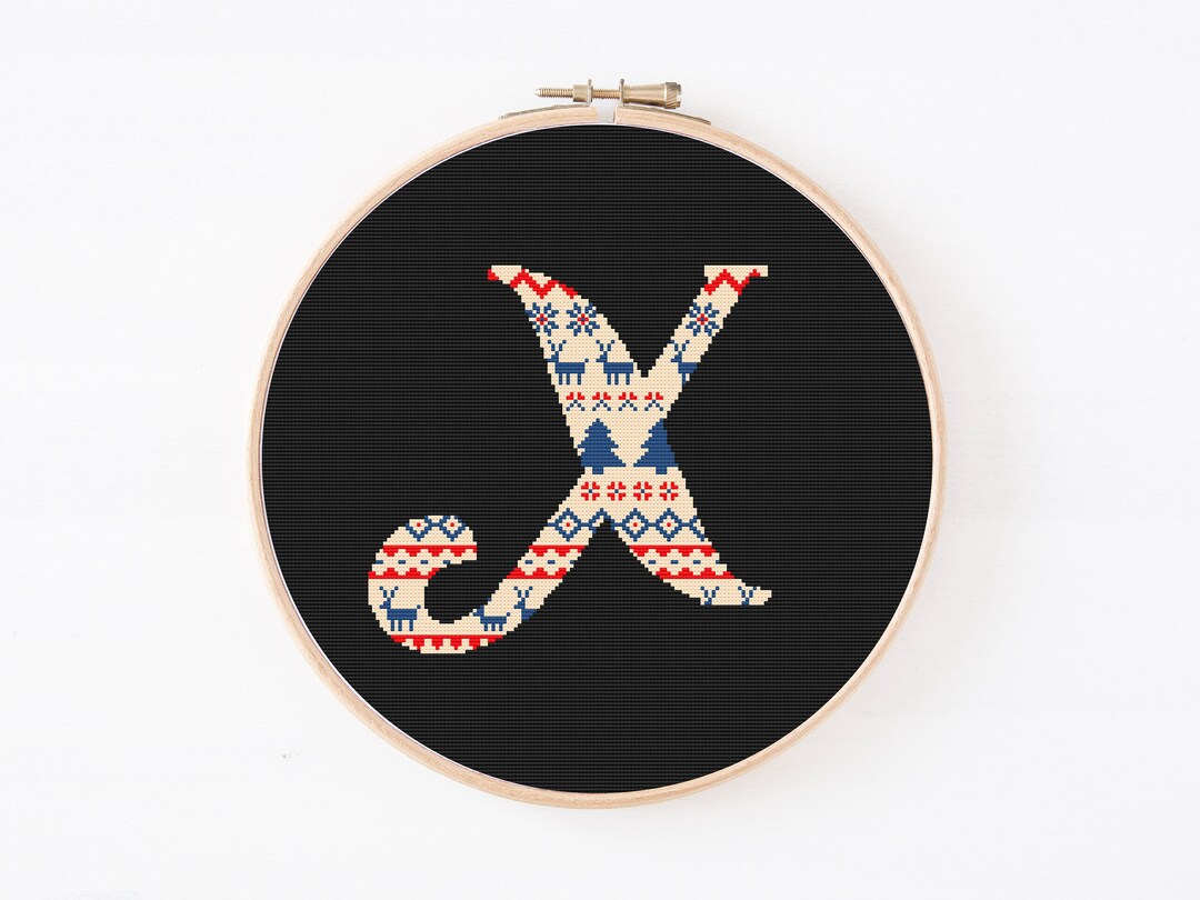 Letter X Christmas Cross Stitch Pattern, Custom Alphabet Letter ...