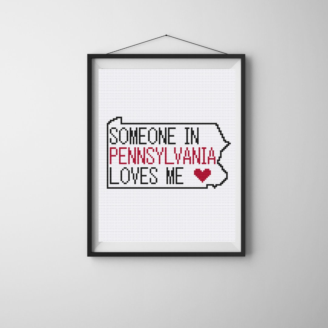Pennsylvania State Map Cross Stitch Pattern, Someone in Pennsylvania ...