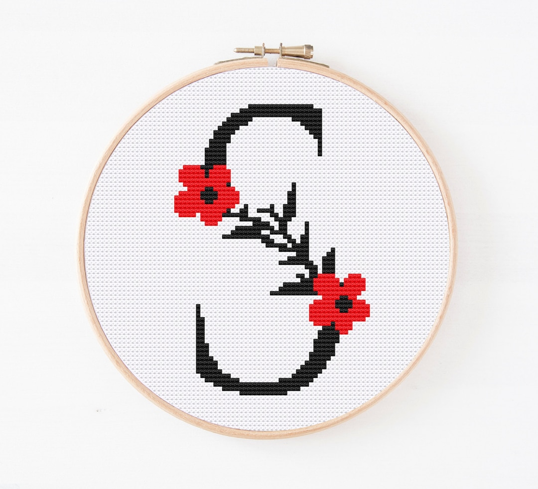 Floral Letter S Cross Stitch Pattern, Monogram S Cross Stitch, Initial ...