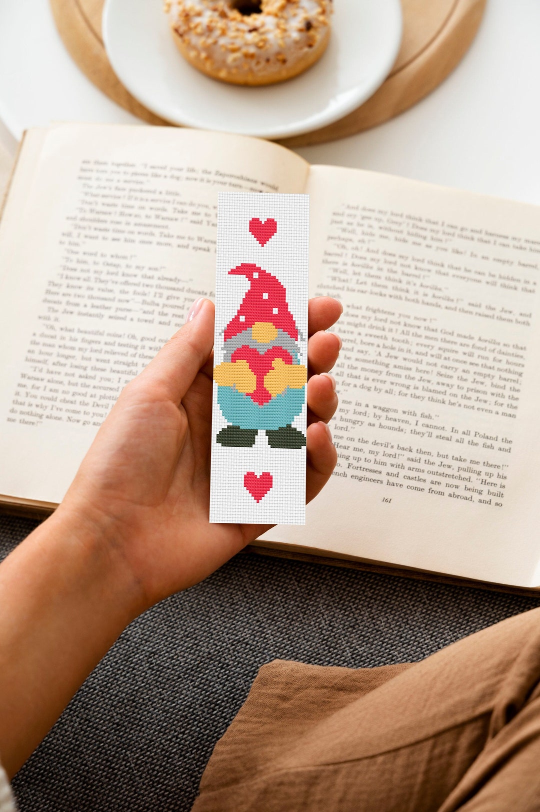 Gnome Bookmark Cross Stitch Pattern, Funny Gnome Cross Stitch, Cozy ...