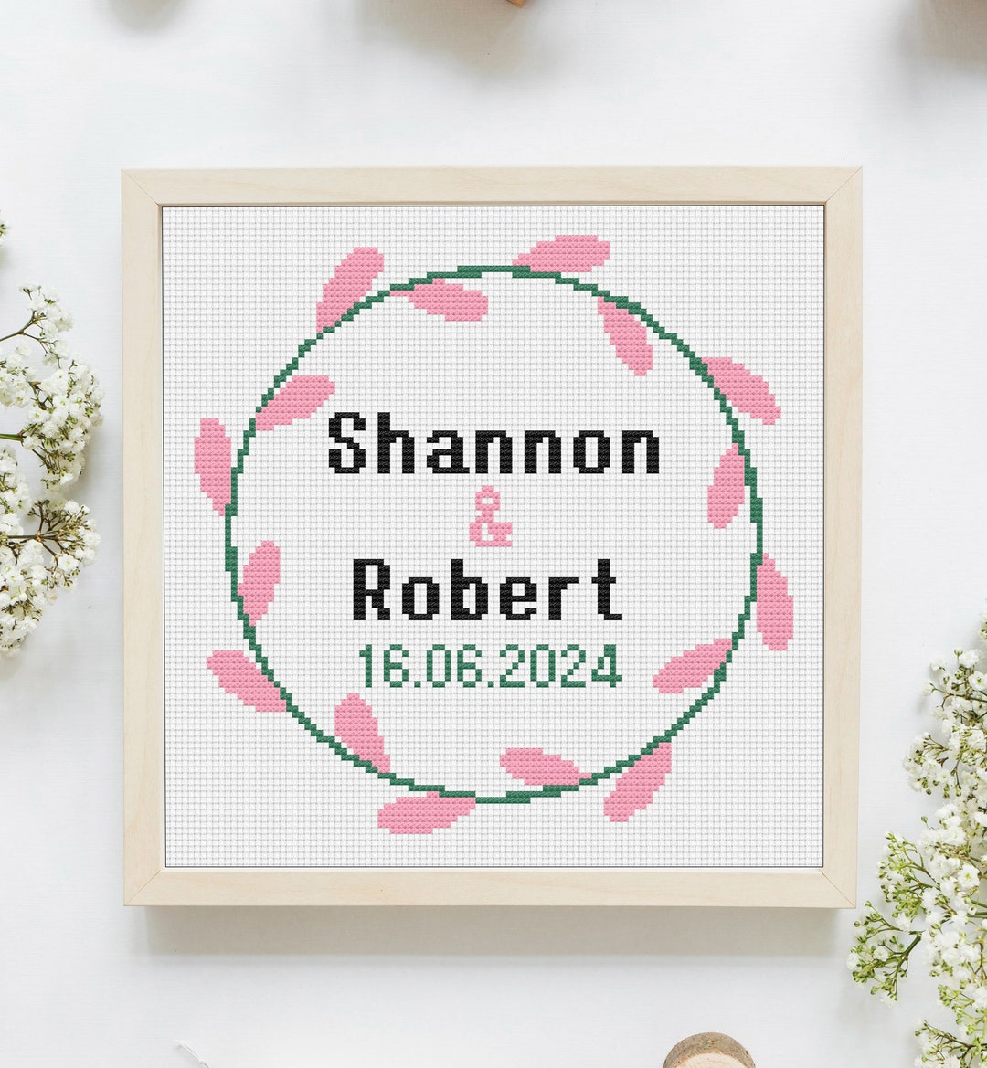 Wedding Cross Stitch Pattern, Personalized Wedding Cross Stitch ...