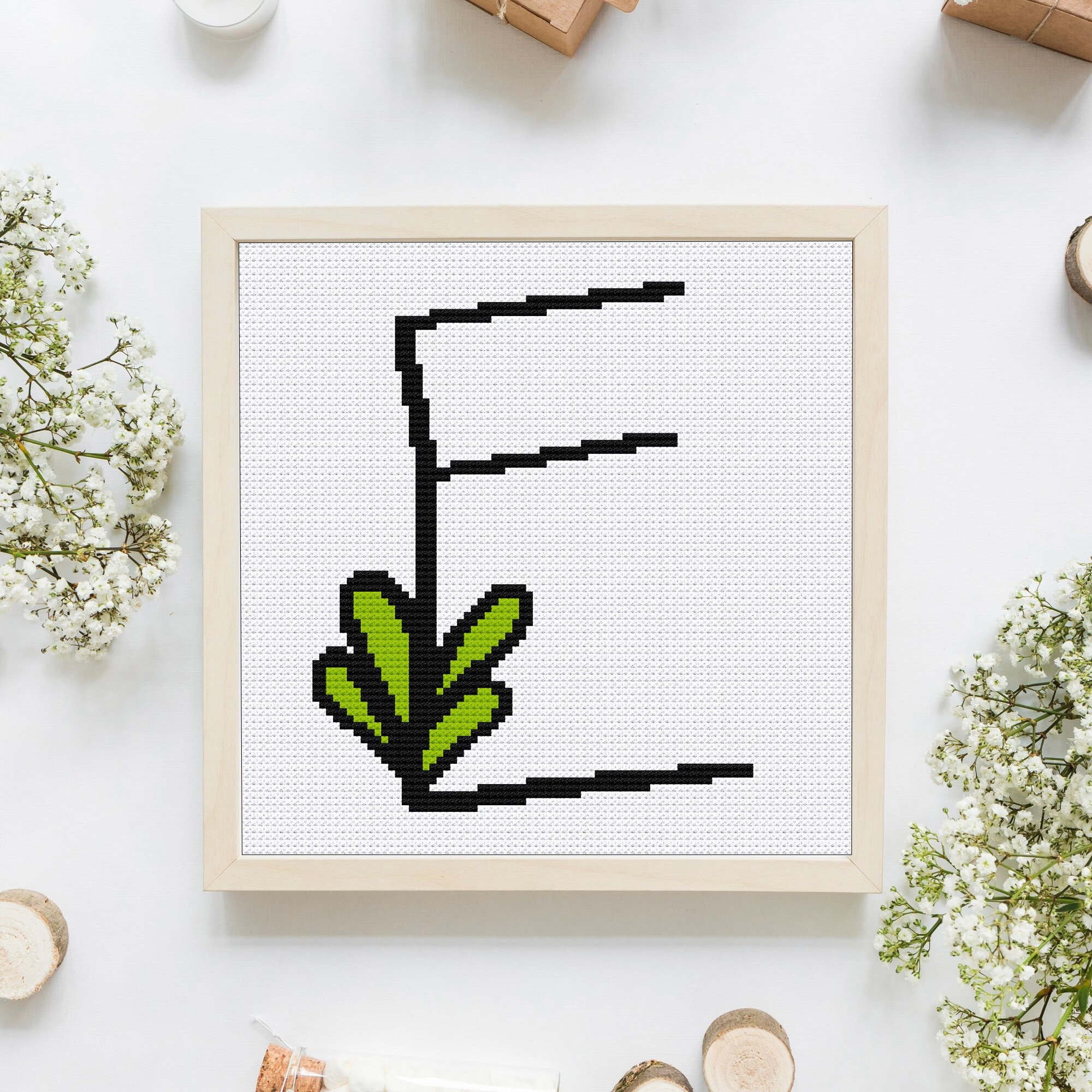 Floral Letter E, Cross Stitch E Pattern, Monogram E Cross Stitch ...