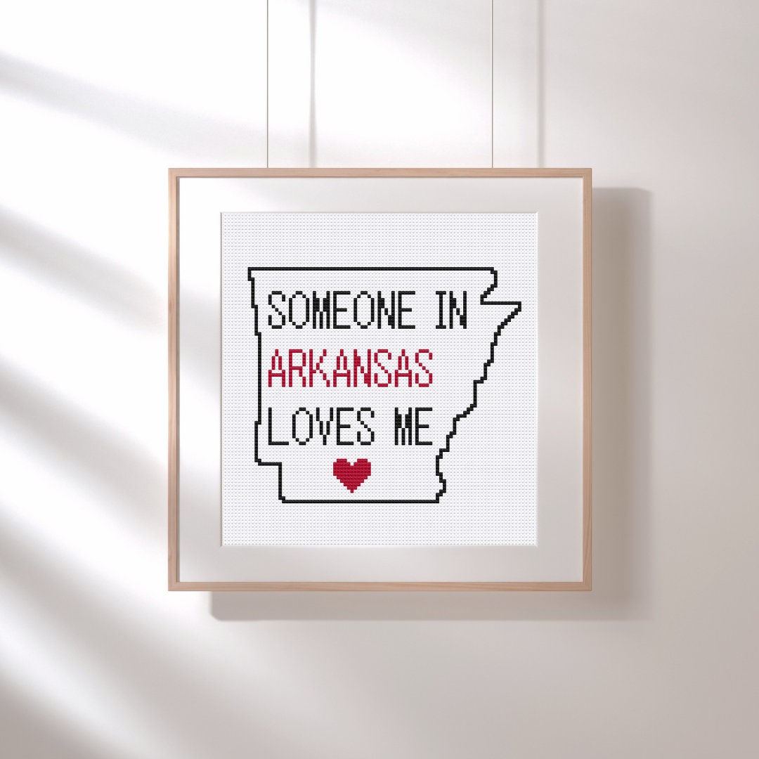 Arkansas State Map Cross Stitch Pattern, Someone in Arkansas Loves Me ...