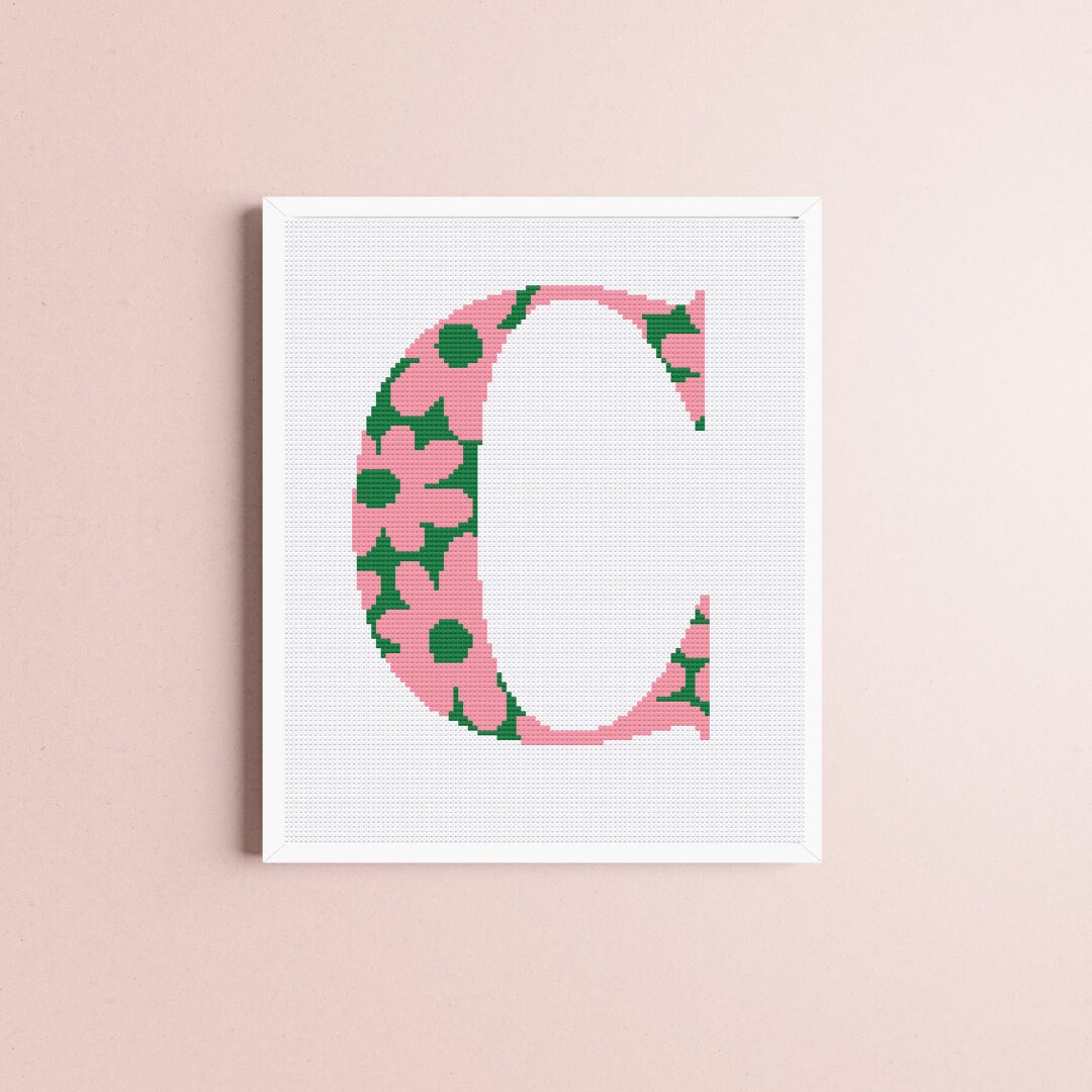 Letter C, Cross Stitch Alphabet Pattern, Floral Monogram, Counted Cross ...