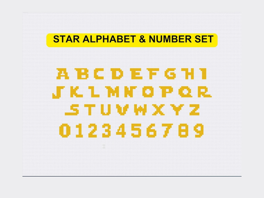 Star Alphabet Set Cross Stitch Pattern, Star Cross Stitch Font, Modern ...