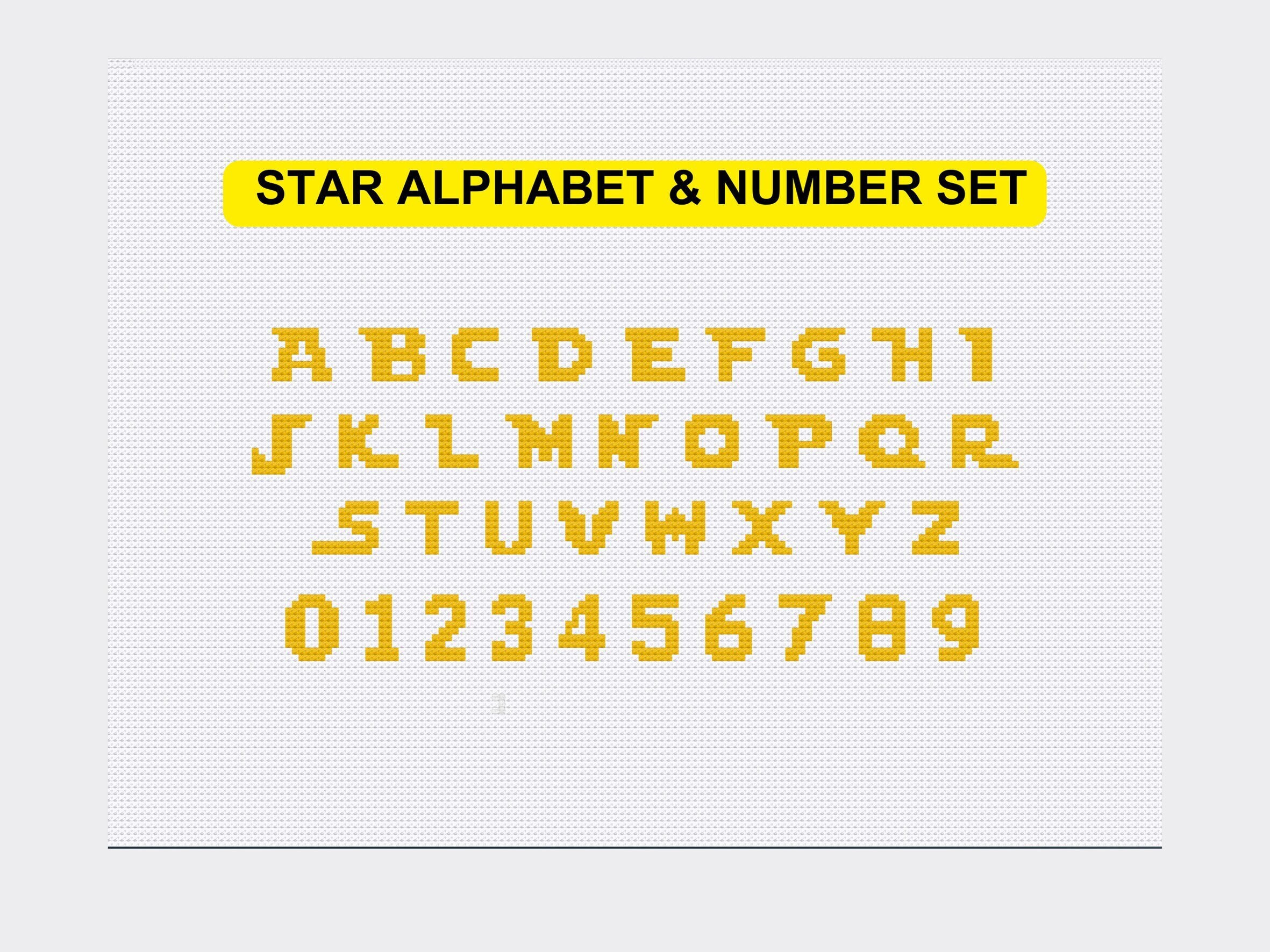 Star Alphabet Set Cross Stitch Pattern, Star Cross Stitch Font, Modern ...