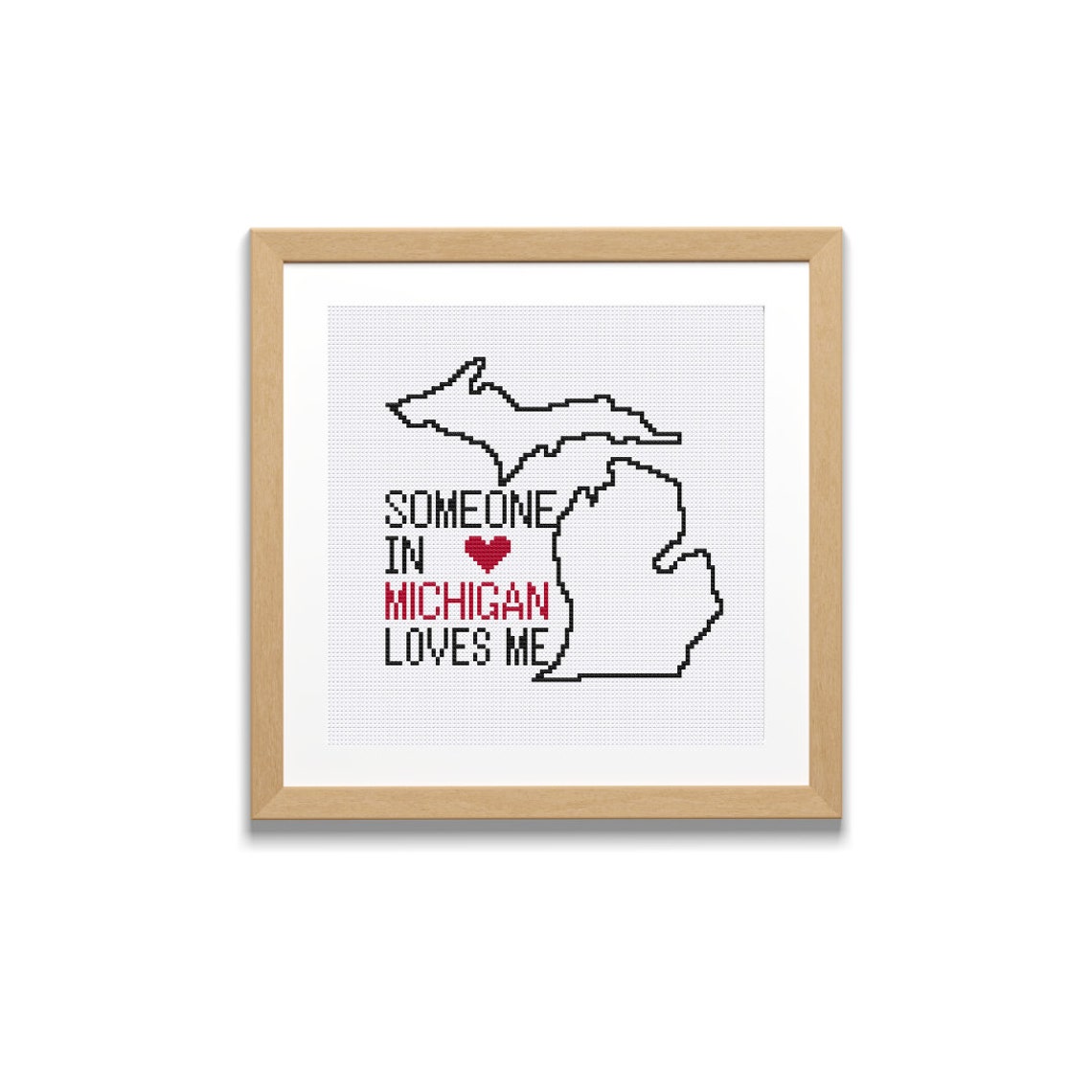 Michigan State Map Cross Stitch Pattern, Someone in Michigan Loves Me ...