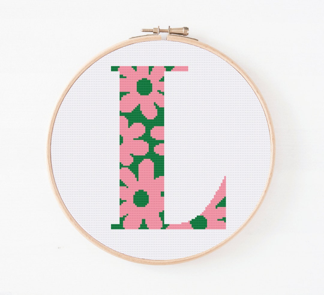 Letter L, Cross Stitch Alphabet Pattern, Floral Monogram, Counted Cross ...