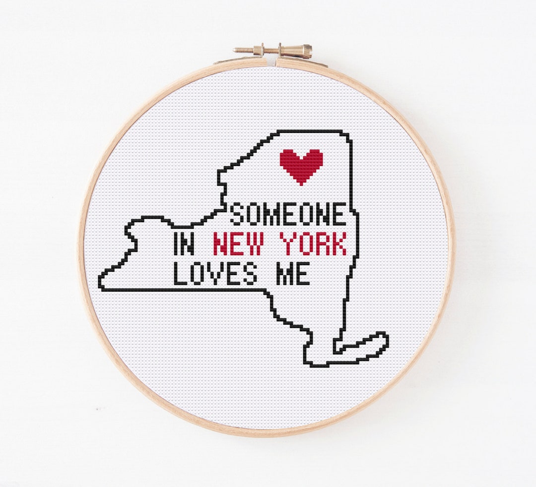New York State Map Cross Stitch Pattern, Someone in New York Loves Me ...