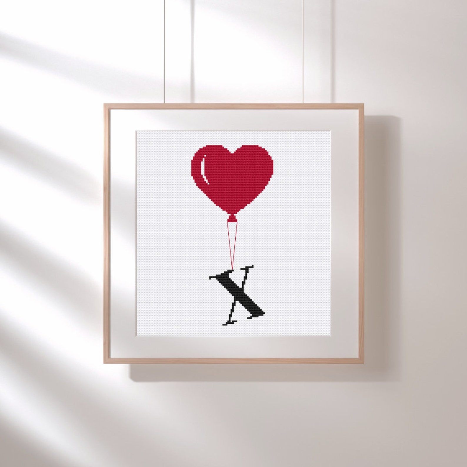 Letter X Cross Stitch Pattern, Heart Balloon X Cross Stitch, Initial ...