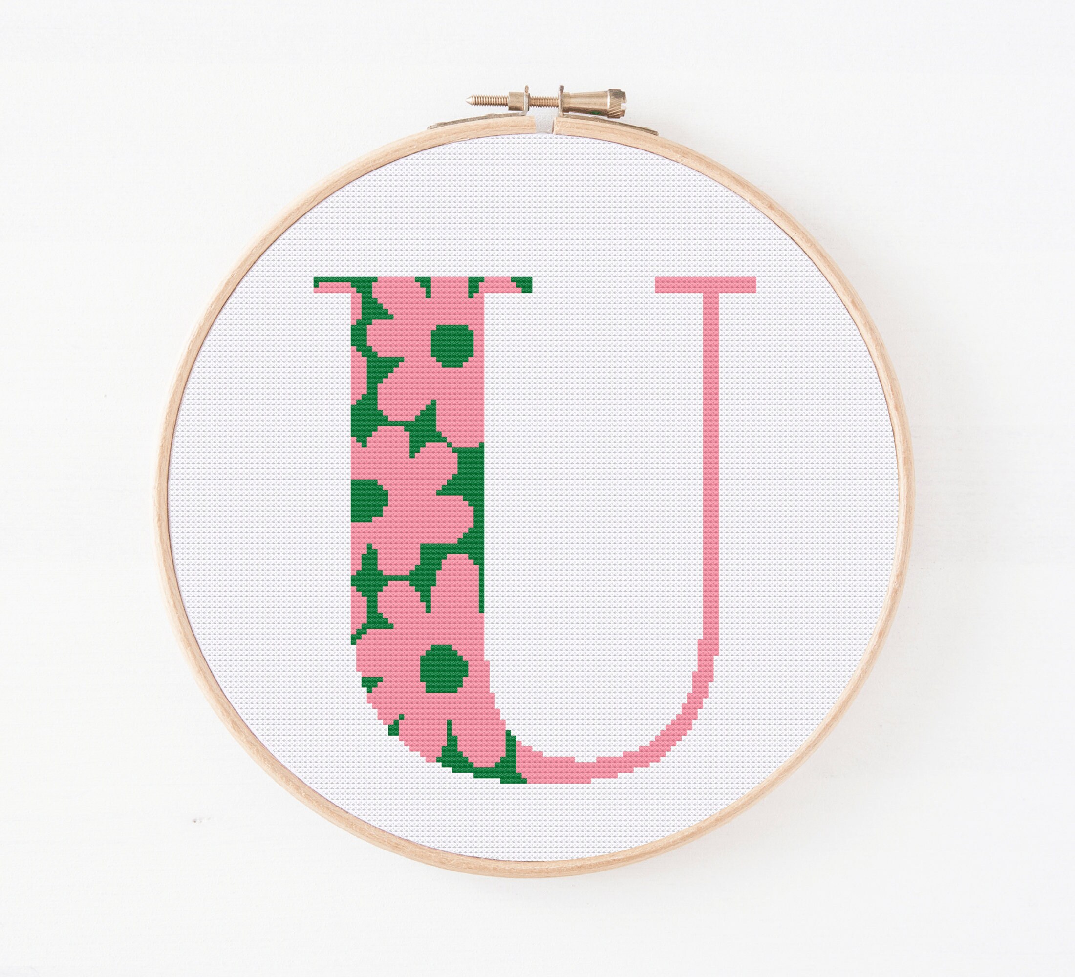 Letter U, Cross Stitch Alphabet Pattern, Floral Monogram, Counted Cross ...