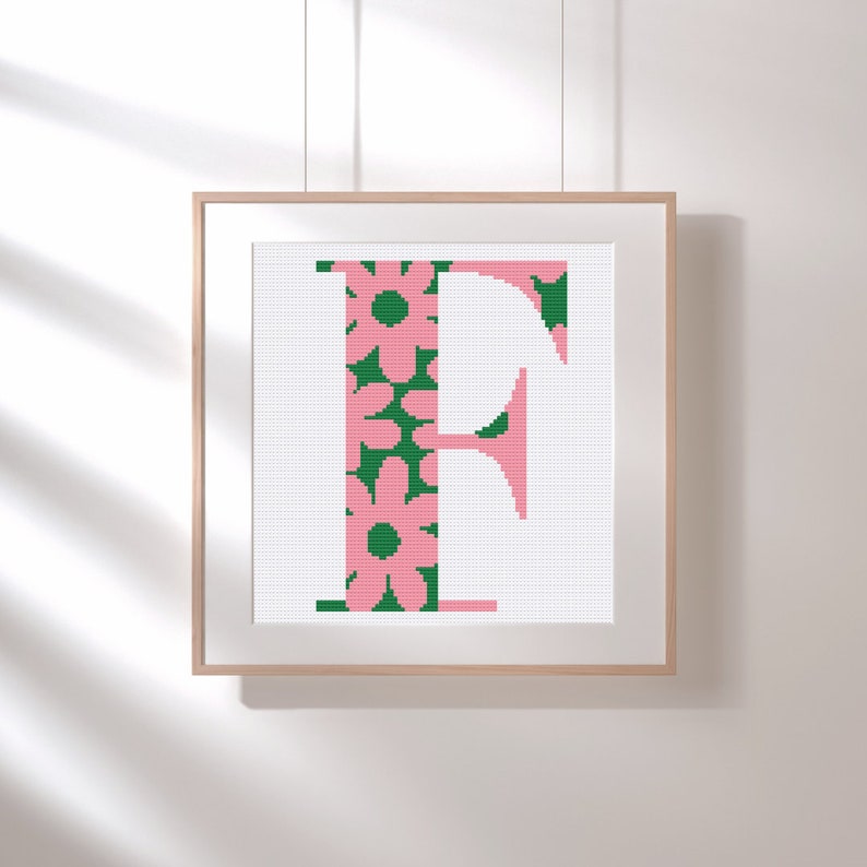 Letter F, Cross Stitch Alphabet Pattern, Floral Monogram, Counted Cross ...
