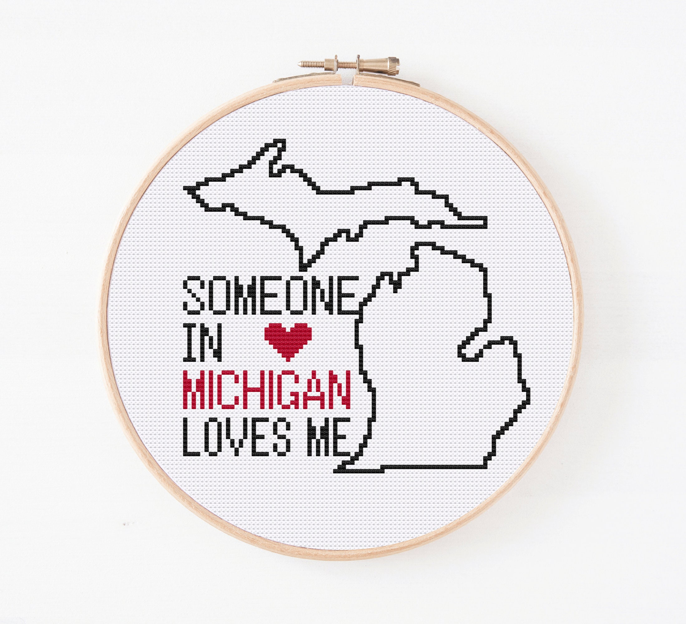 Michigan State Map Cross Stitch Pattern, Someone in Michigan Loves Me ...