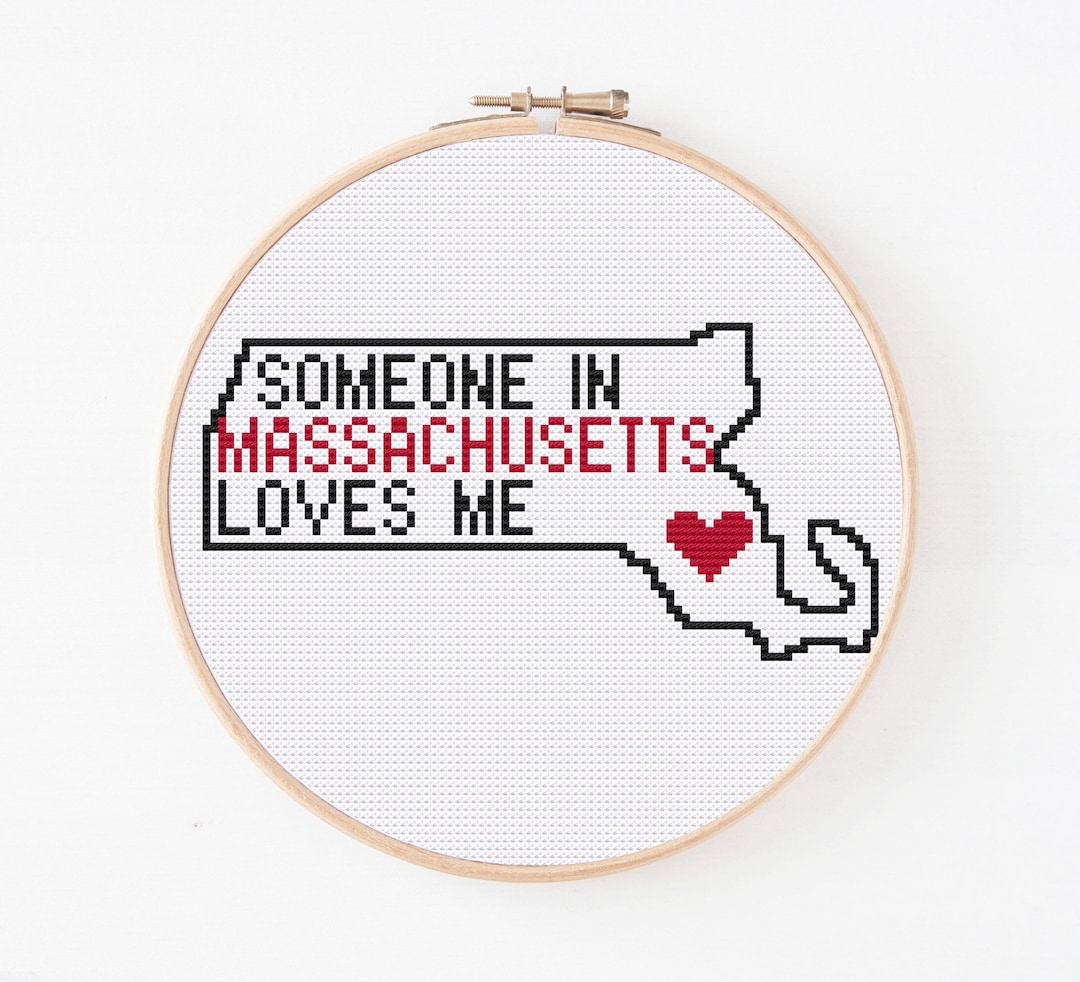 Massachusetts State Map Cross Stitch Pattern, Someone in Massachusetts ...