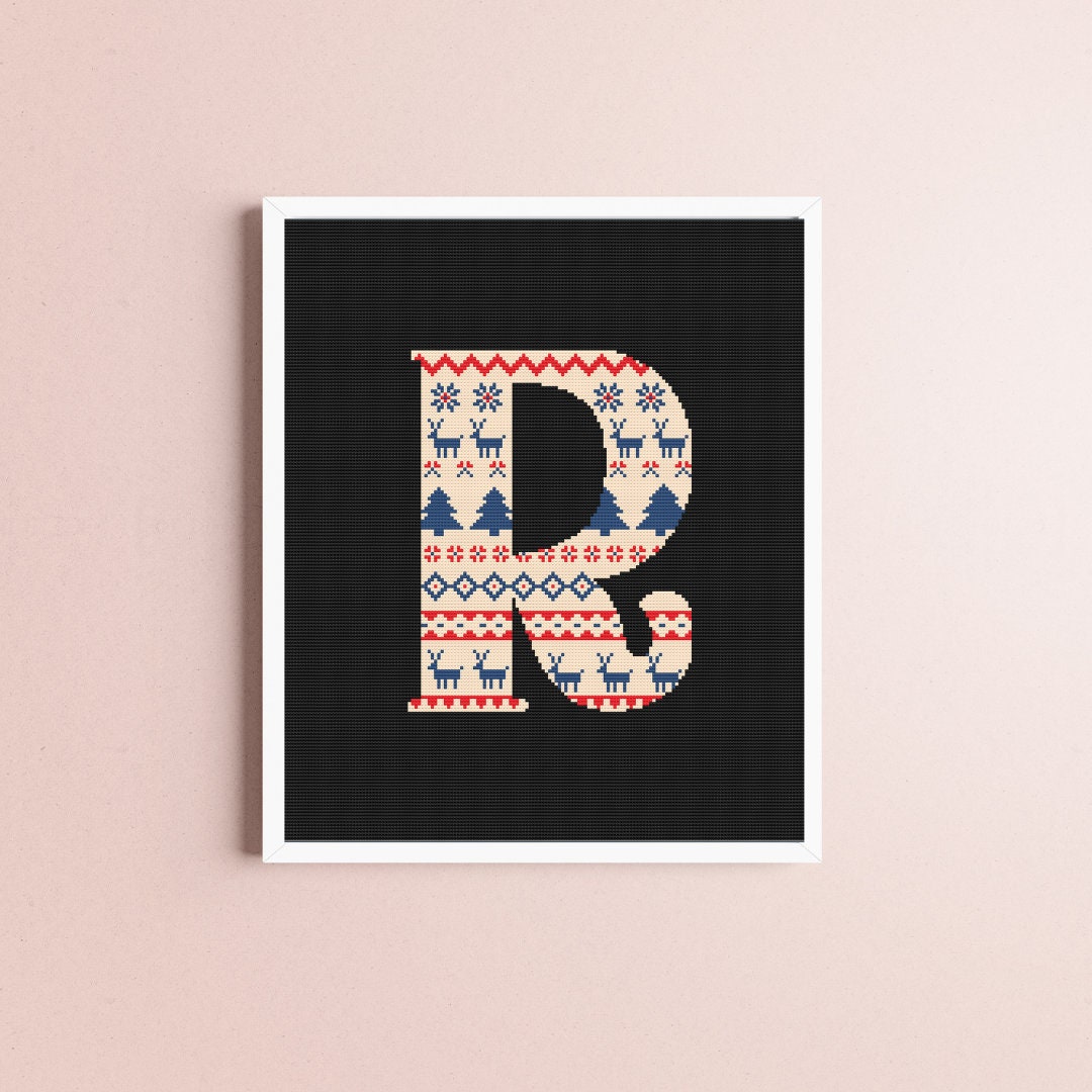 Letter R Christmas Cross Stitch Pattern, Custom Alphabet Letter ...