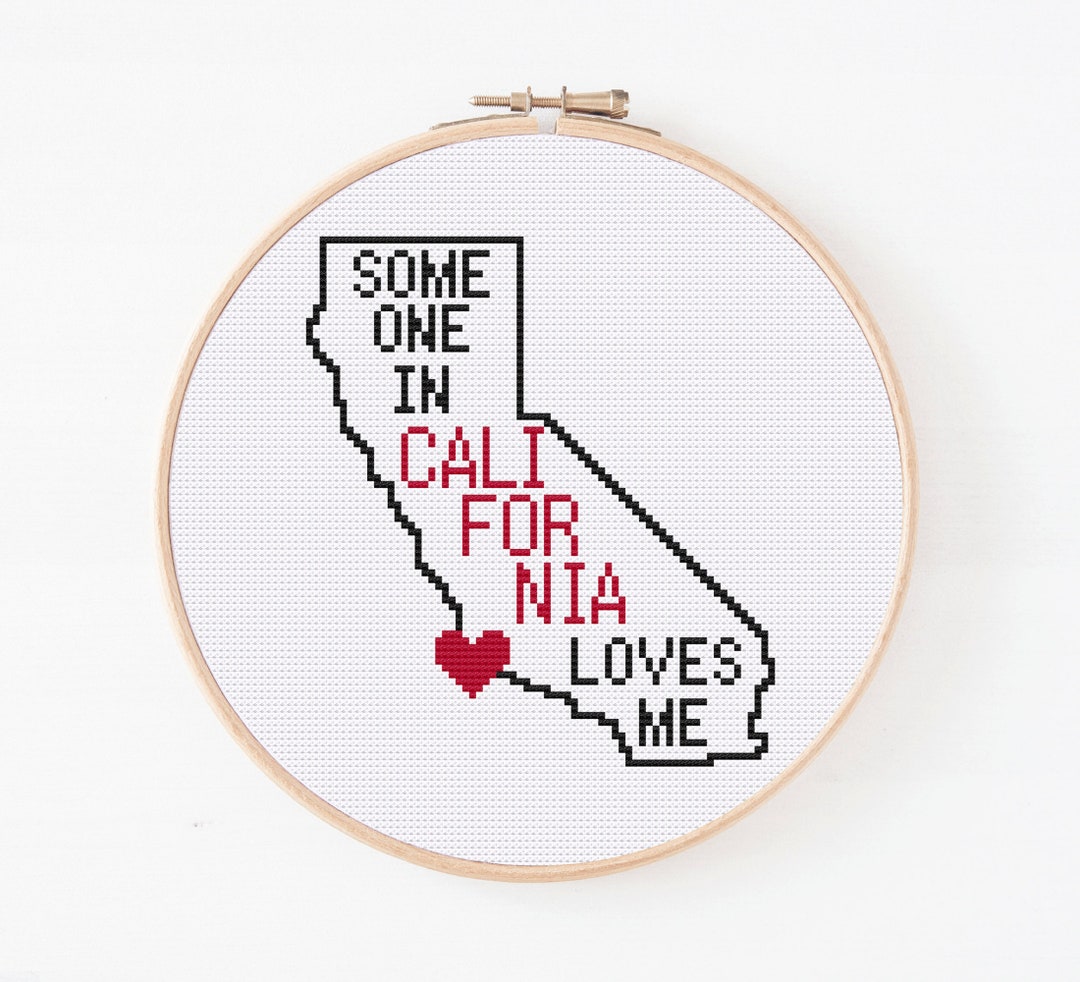 California State Map Cross Stitch Pattern, Someone in California Loves ...