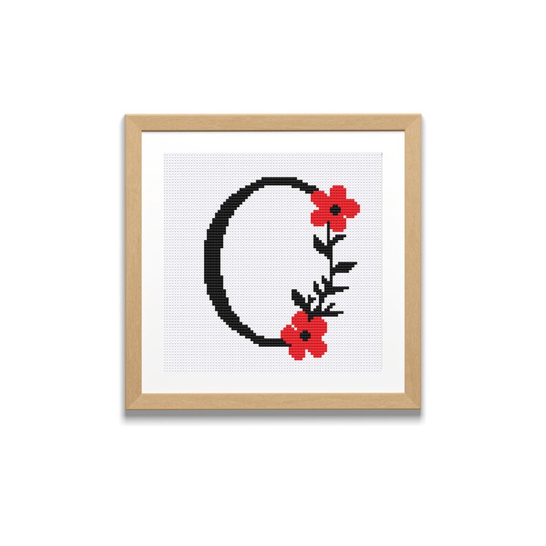 Floral Letter O Cross Stitch Pattern, Monogram O Cross Stitch, Initial ...