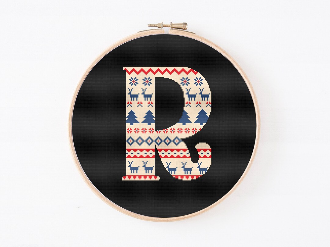 Letter R Christmas Cross Stitch Pattern, Custom Alphabet Letter ...