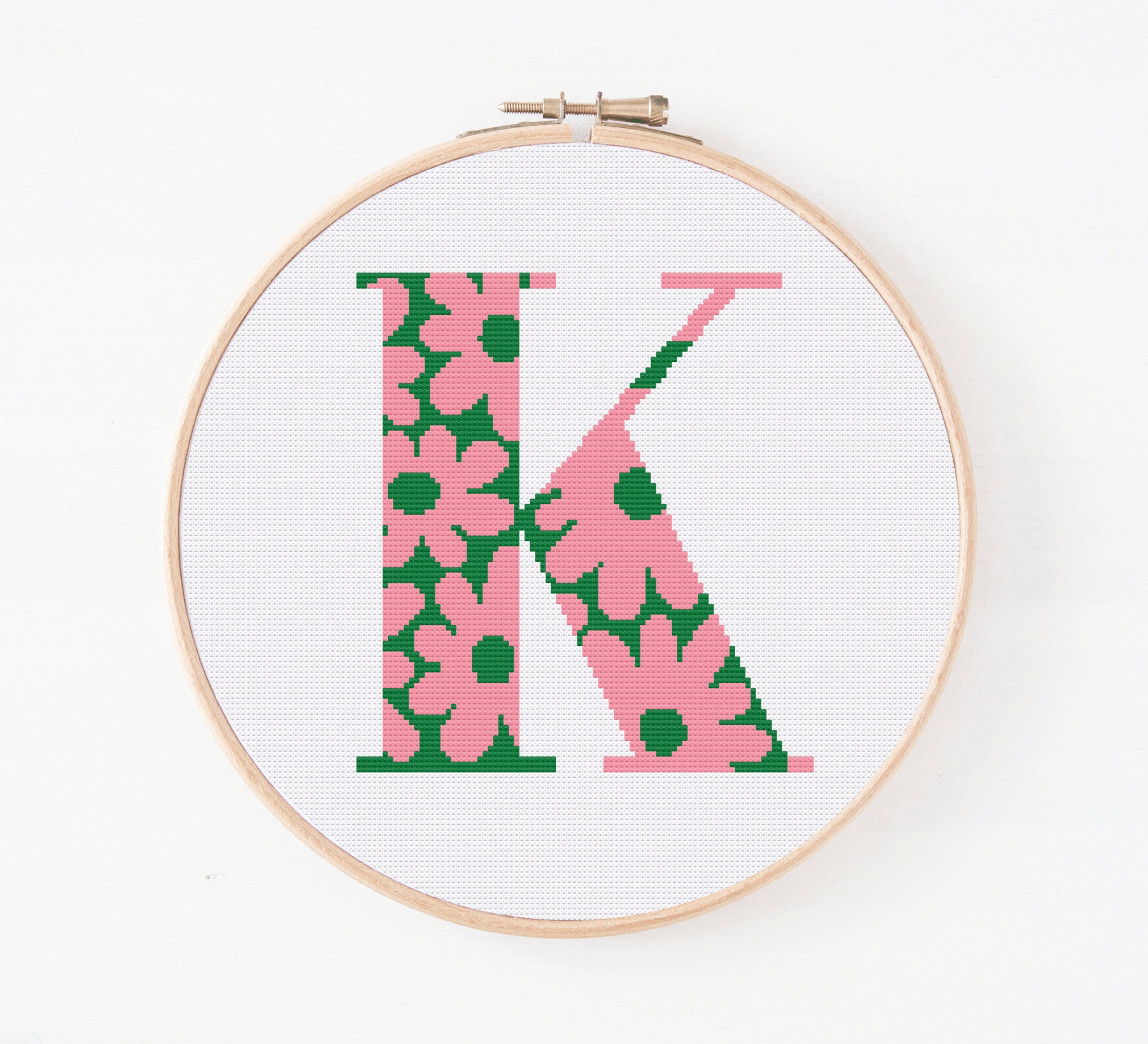 Letter K, Cross Stitch Alphabet Pattern, Floral Monogram, Counted Cross ...