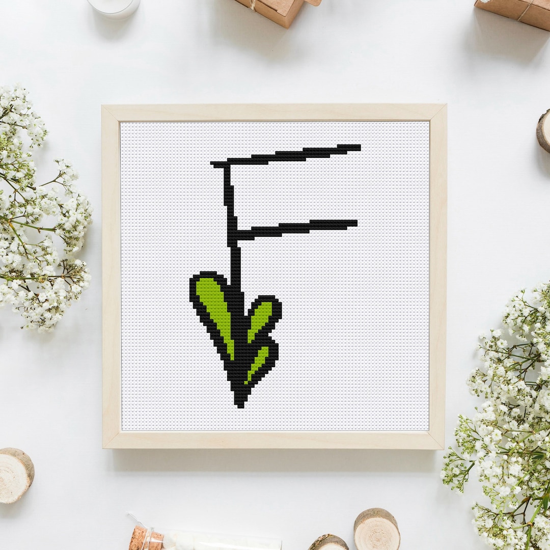 Floral Letter F, Cross Stitch F Pattern, Monogram F Cross Stitch ...