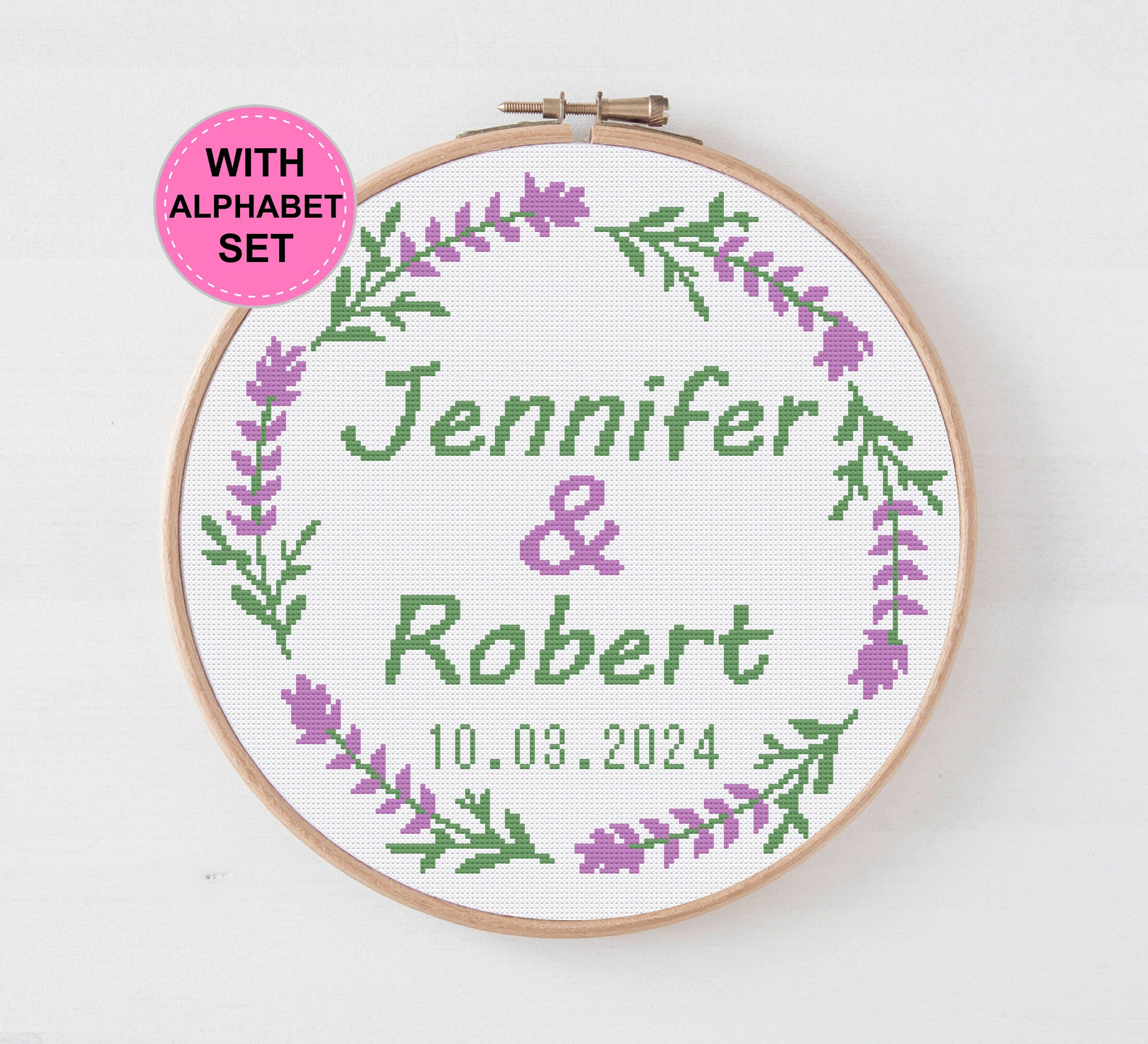 Wedding Cross Stitch Pattern, Modern Cross Stitch, Personalized Wedding ...