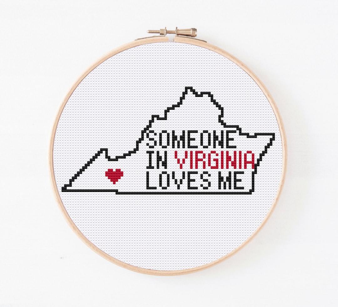 Virginia State Map Cross Stitch, Modern Cross Stitch Pattern, Someone ...