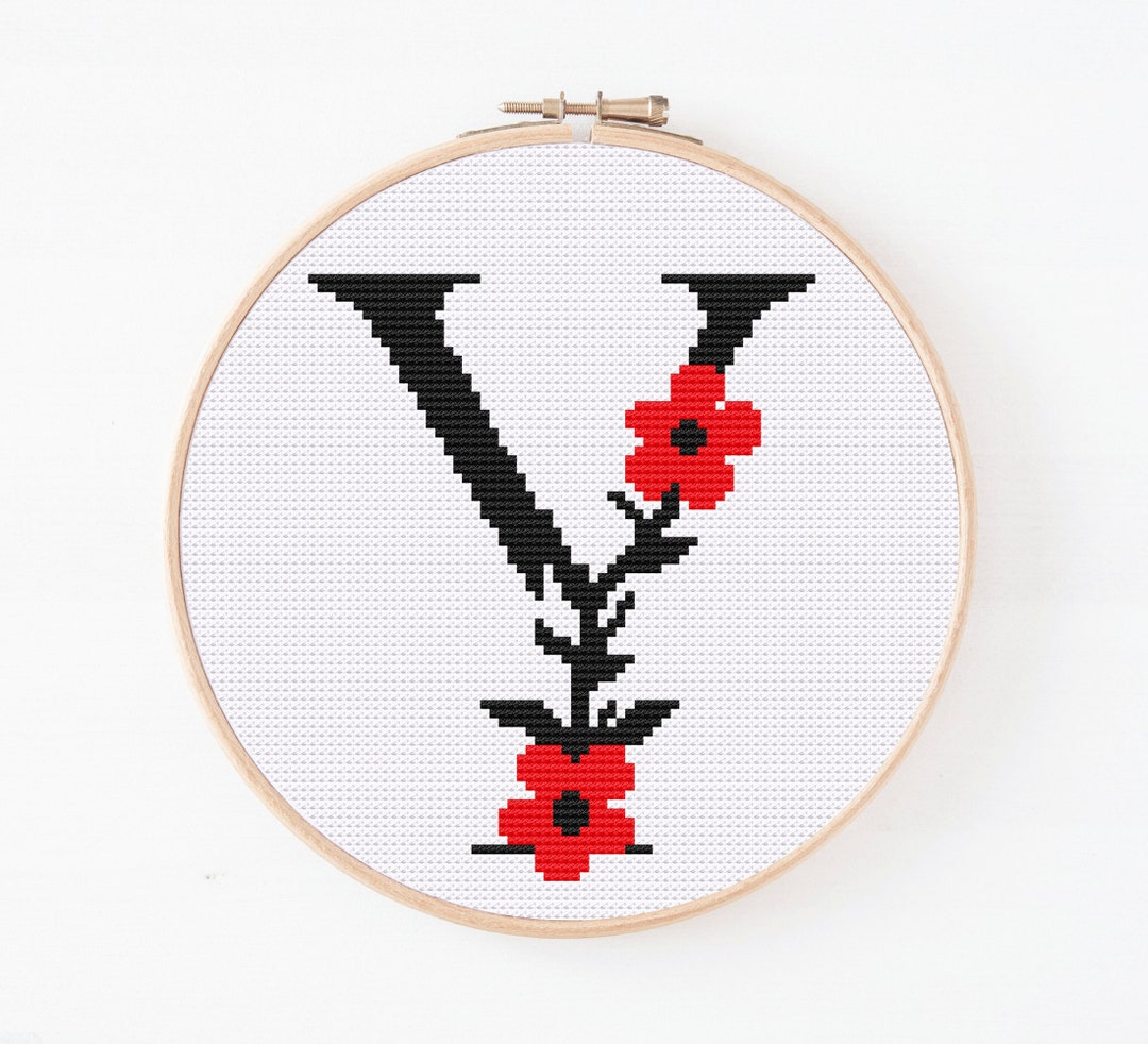 Floral Letter Y Cross Stitch Pattern, Monogram Y Cross Stitch, Initial ...