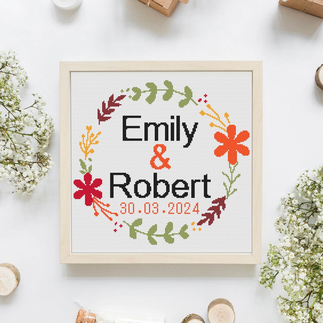 Wedding Cross Stitch Pattern, Personalized Wedding Cross Stitch ...
