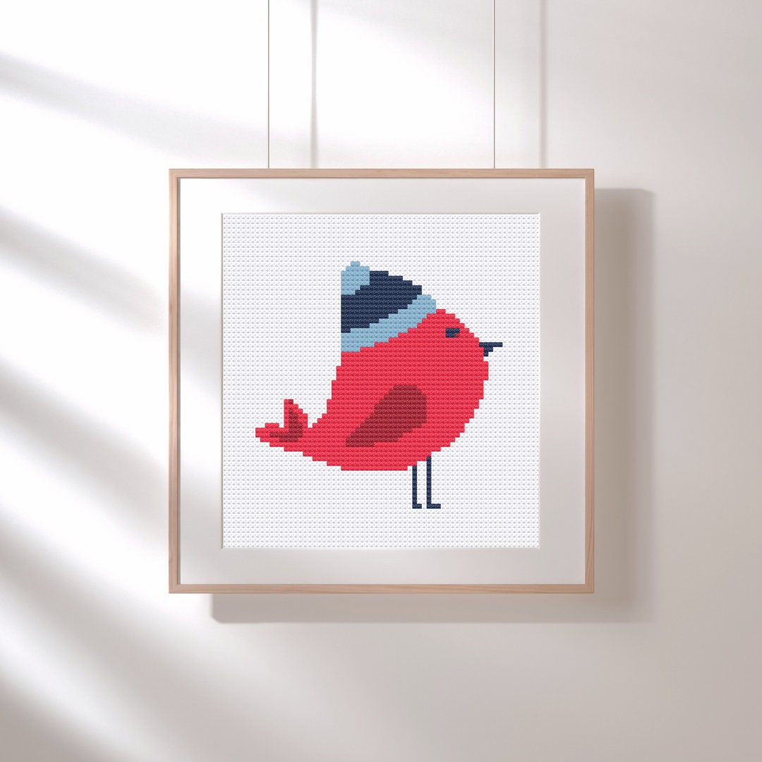Cute Christmas Bird Cross Stitch Pattern, Mini Bird Cross Stitch ...