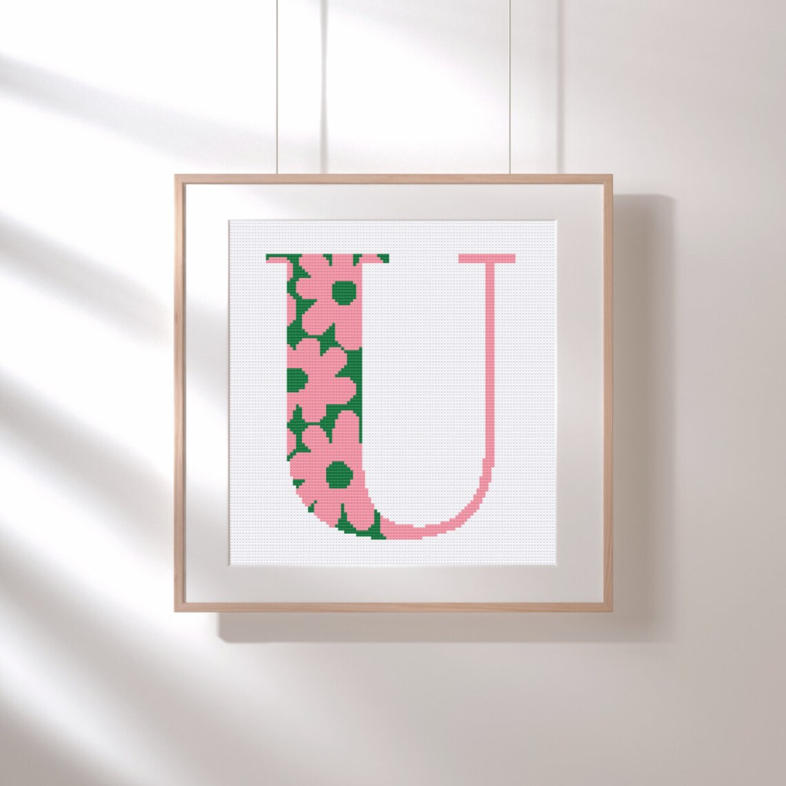 Letter U, Cross Stitch Alphabet Pattern, Floral Monogram, Counted Cross ...