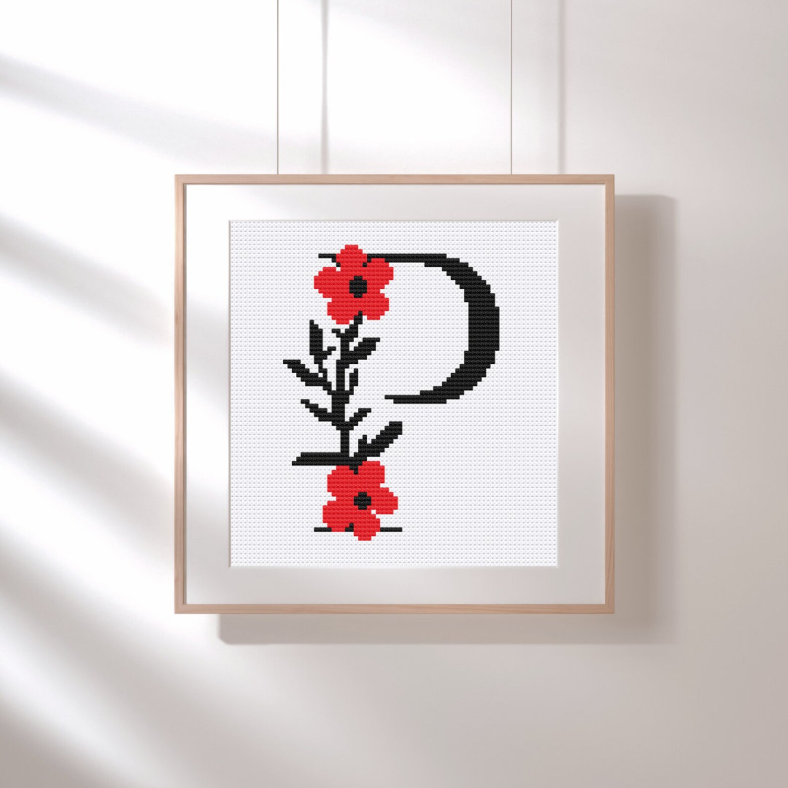 Floral Letter P Cross Stitch Pattern, Monogram P Cross Stitch, Initial ...