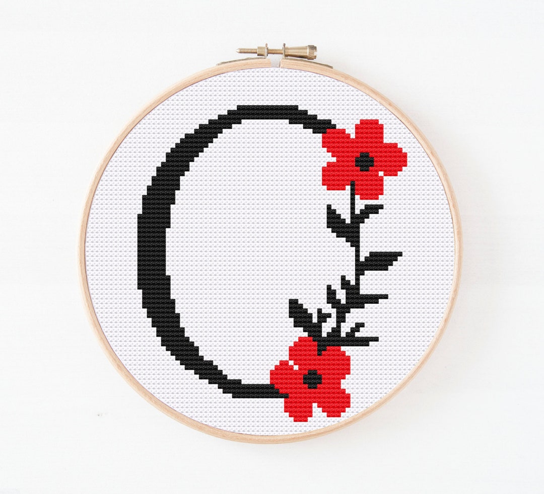 Floral Letter O Cross Stitch Pattern, Monogram O Cross Stitch, Initial ...