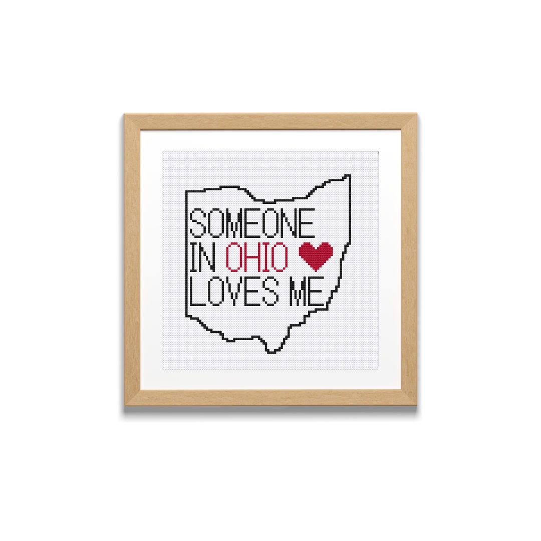 Ohio State Map Cross Stitch Pattern, Someone in Ohio Loves Me Pattern ...