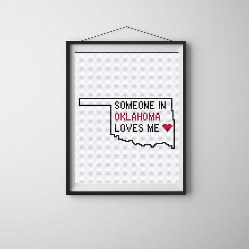 Oklahoma State Map Cross Stitch Pattern, Someone in Oklahoma Loves Me ...