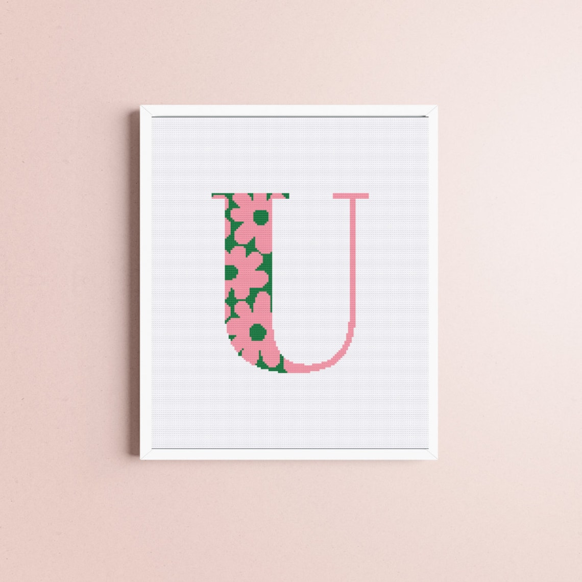 Letter U, Cross Stitch Alphabet Pattern, Floral Monogram, Counted Cross ...